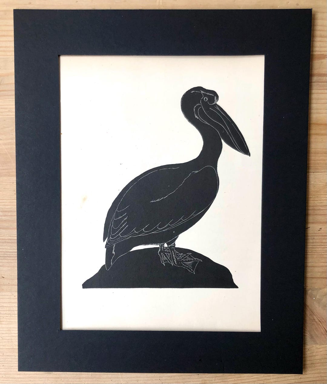 PELICAN Wood Engraving by Eric Fitch Daglish 1928, Mounted Print ...