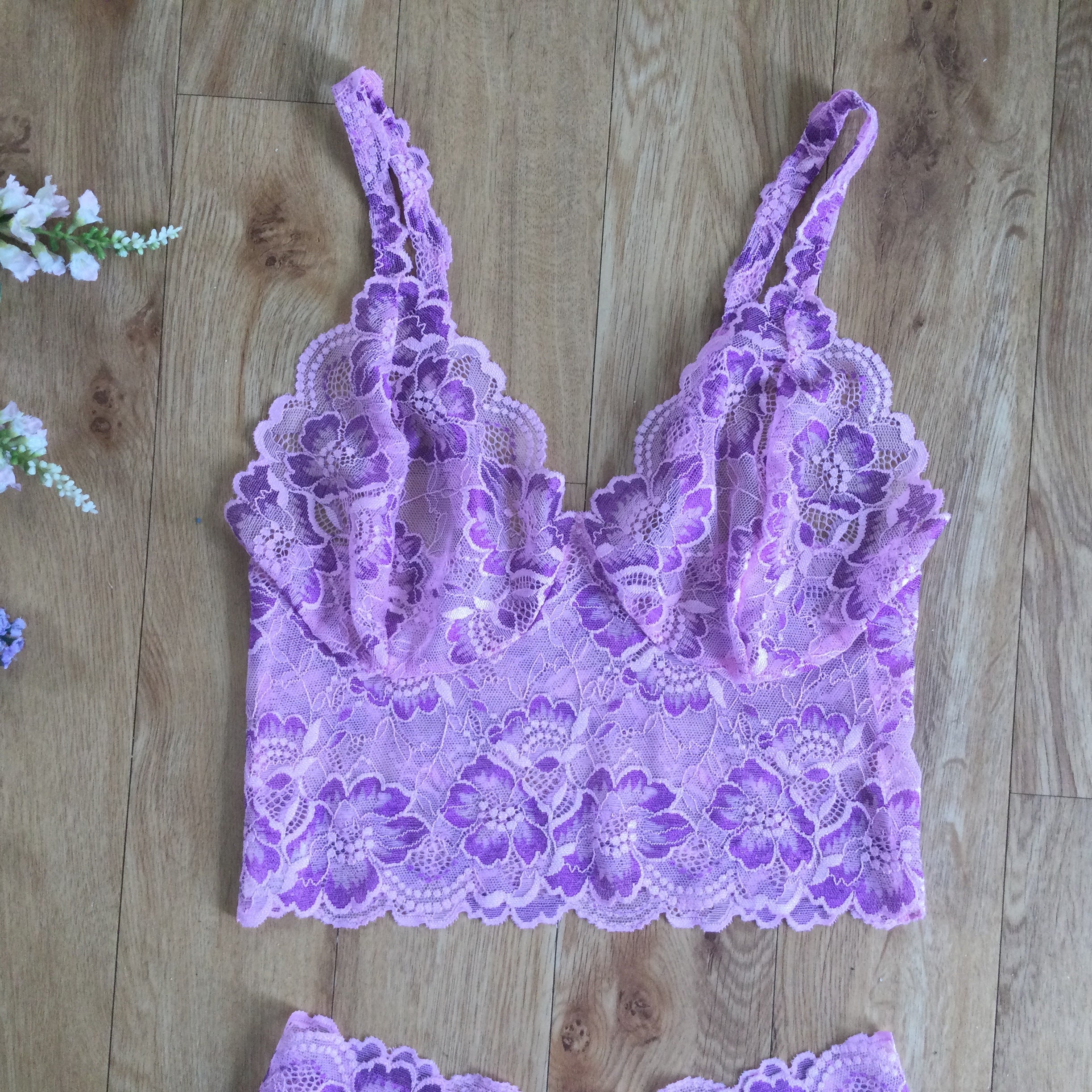 Handmade Pink & Purple Lace Bralette, Soft Lingerie - Etsy