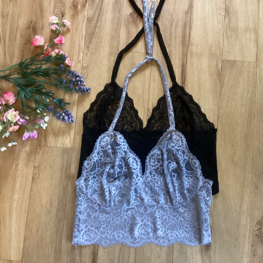 Set of 2 Lace Bralettes: Halter Top, Handmade in Sussex - Etsy
