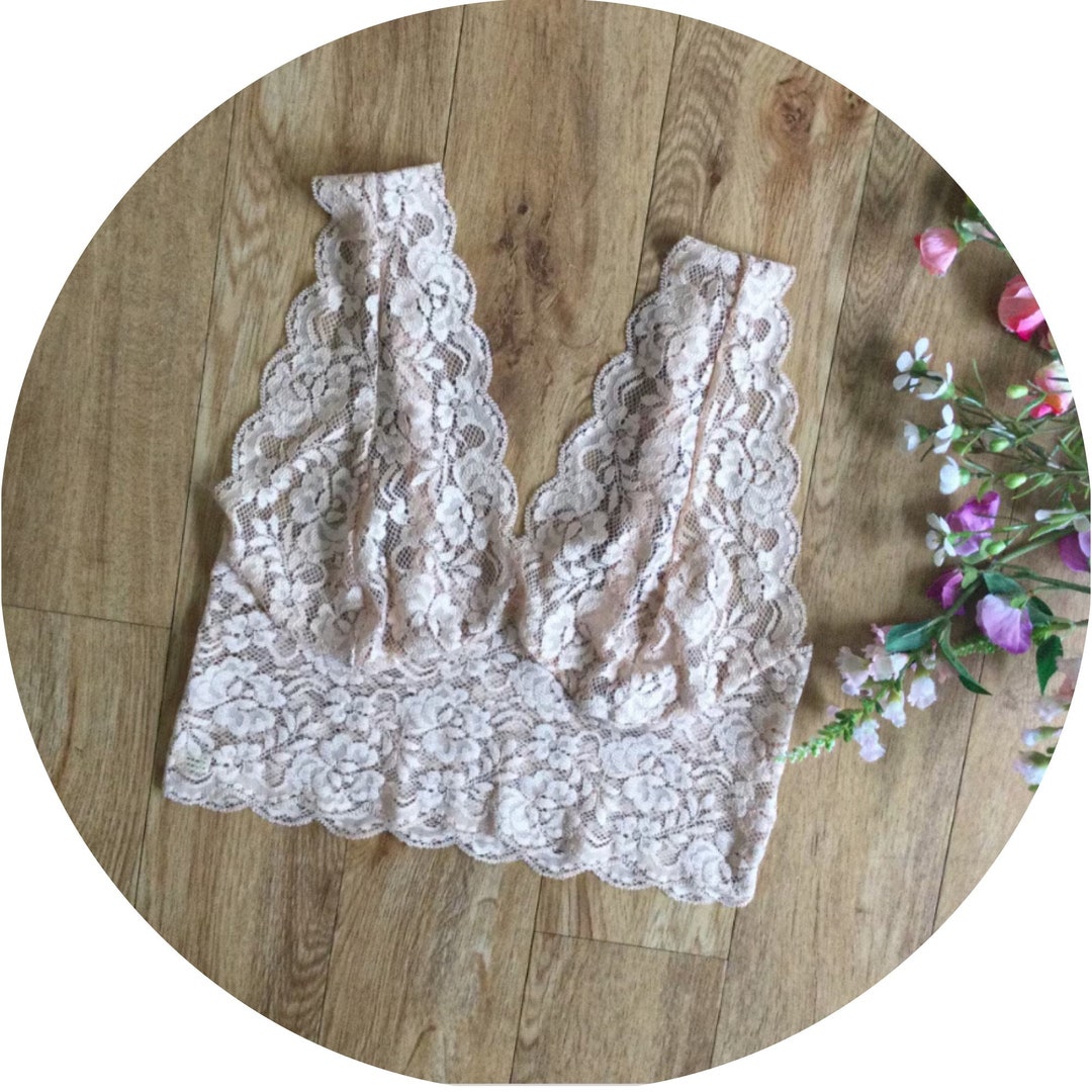 Handmade Honey Cream Lace Longline Bralette, Retro Pin up Lingerie - Etsy