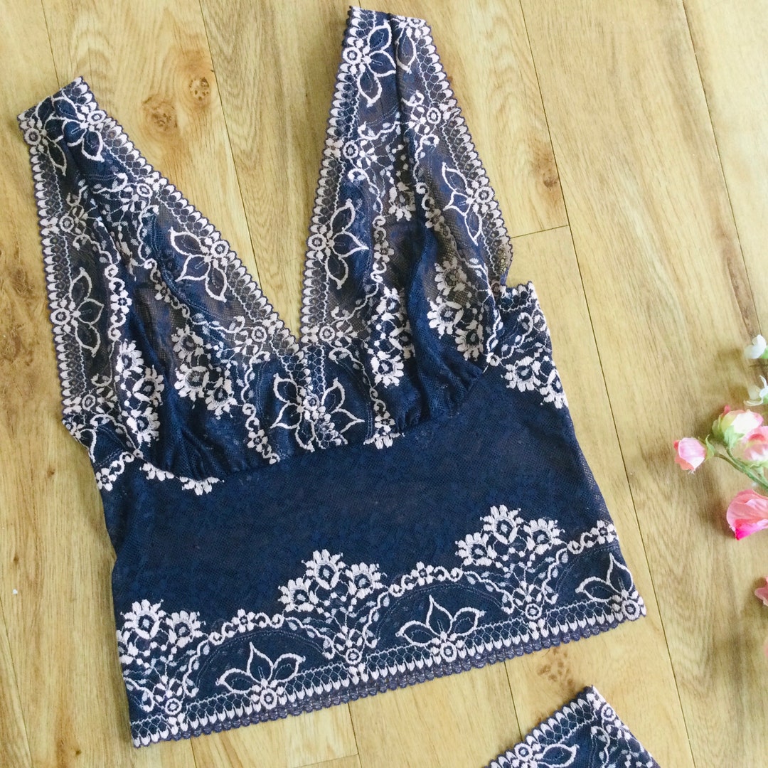 Handmade Longline Lace Bralette, Henna Floral Lingerie - Etsy