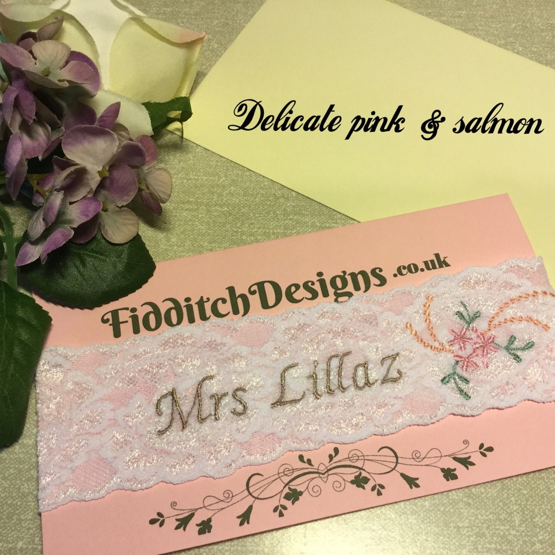 Personalised Bridal Garter, Wedding Thigh Garter, Embroidered Honeymoon ...