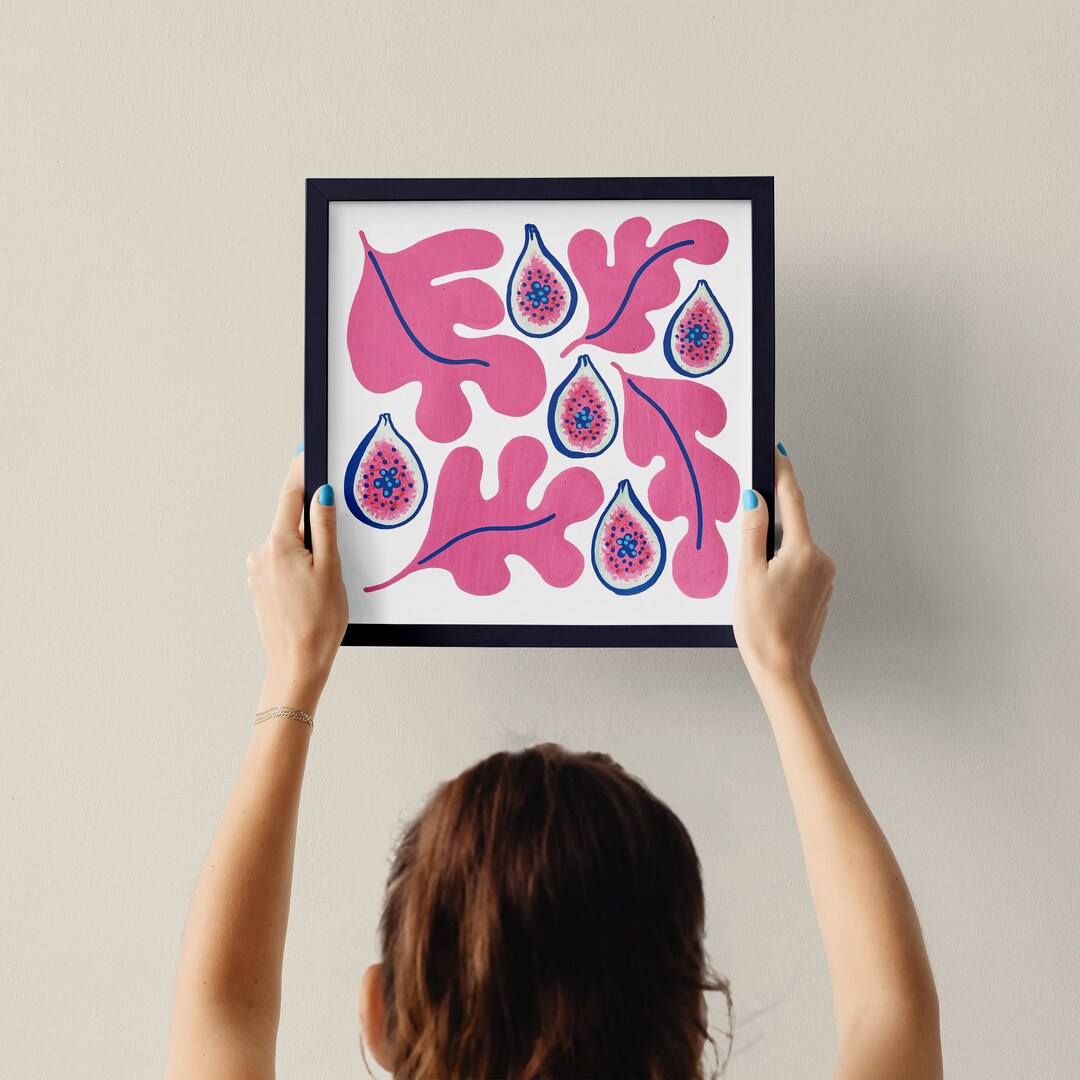 Pink Fig Illustration, Fruit Wall Art, Colorful Art, Handdrawn ...