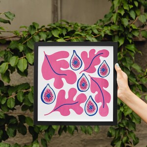 Pink Fig Illustration, Fruit Wall Art, Colorful Art, Handdrawn ...