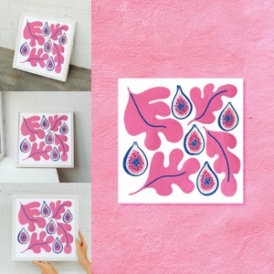 Pink Fig Illustration, Fruit Wall Art, Colorful Art, Handdrawn ...