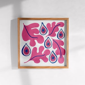 Pink Fig Illustration, Fruit Wall Art, Colorful Art, Handdrawn ...