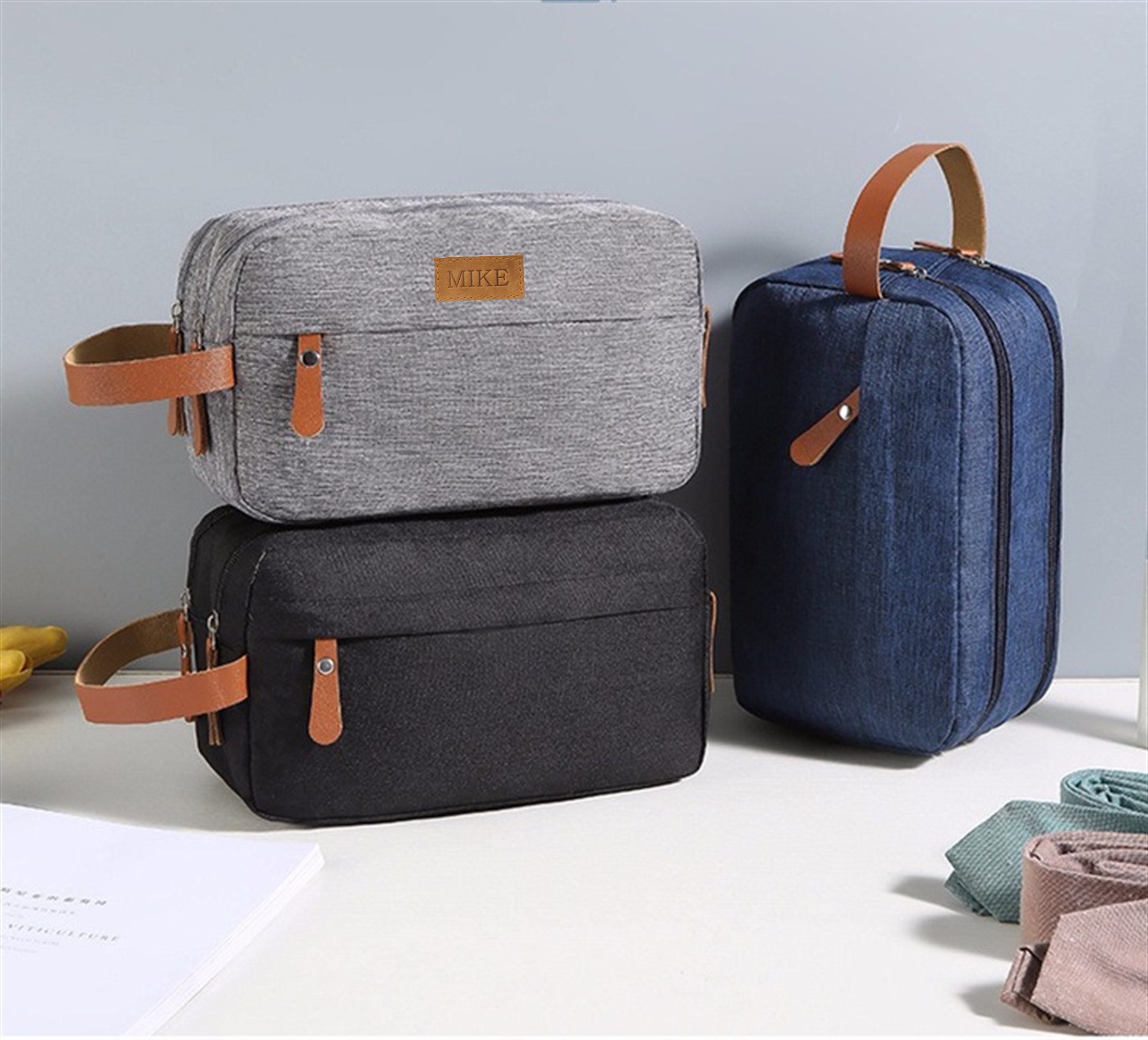 Personalized Groomsmen Gift Dopp Kit Bag Customized Leather Toiletry ...