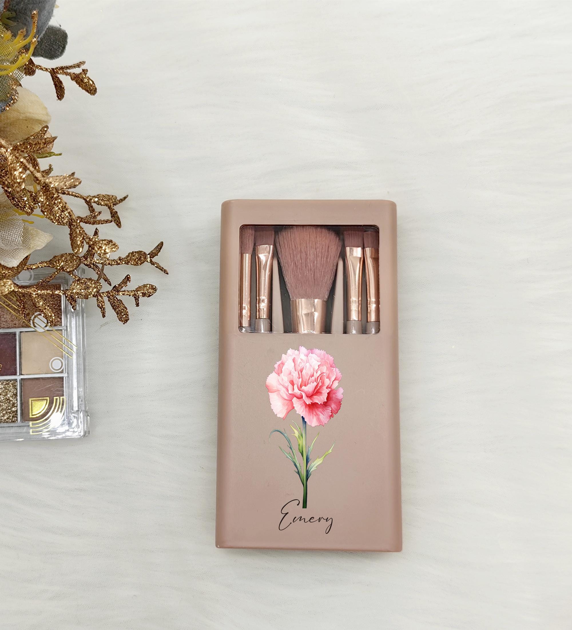 Personalized Makeup Brush Set, Makeup Brush Box With Mirror, Cosmetic ...