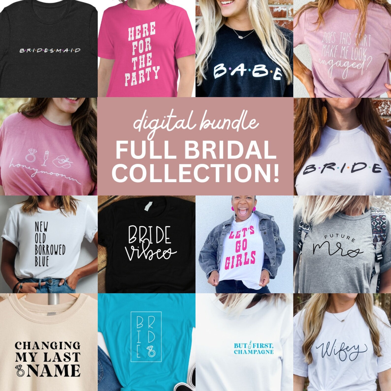 Huge Bridal BUNDLE PNG Bachelorette Shirt Bridesmaid Shirt Party Shirt Friends Nash Bash Bridal ...
