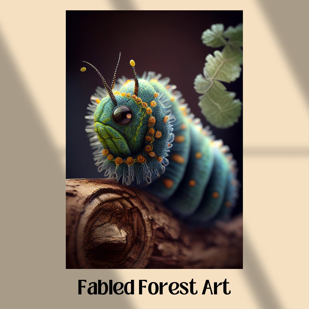 Set of 4 Hyper Realistic Fantasy Caterpillar Digital Art Prints ...