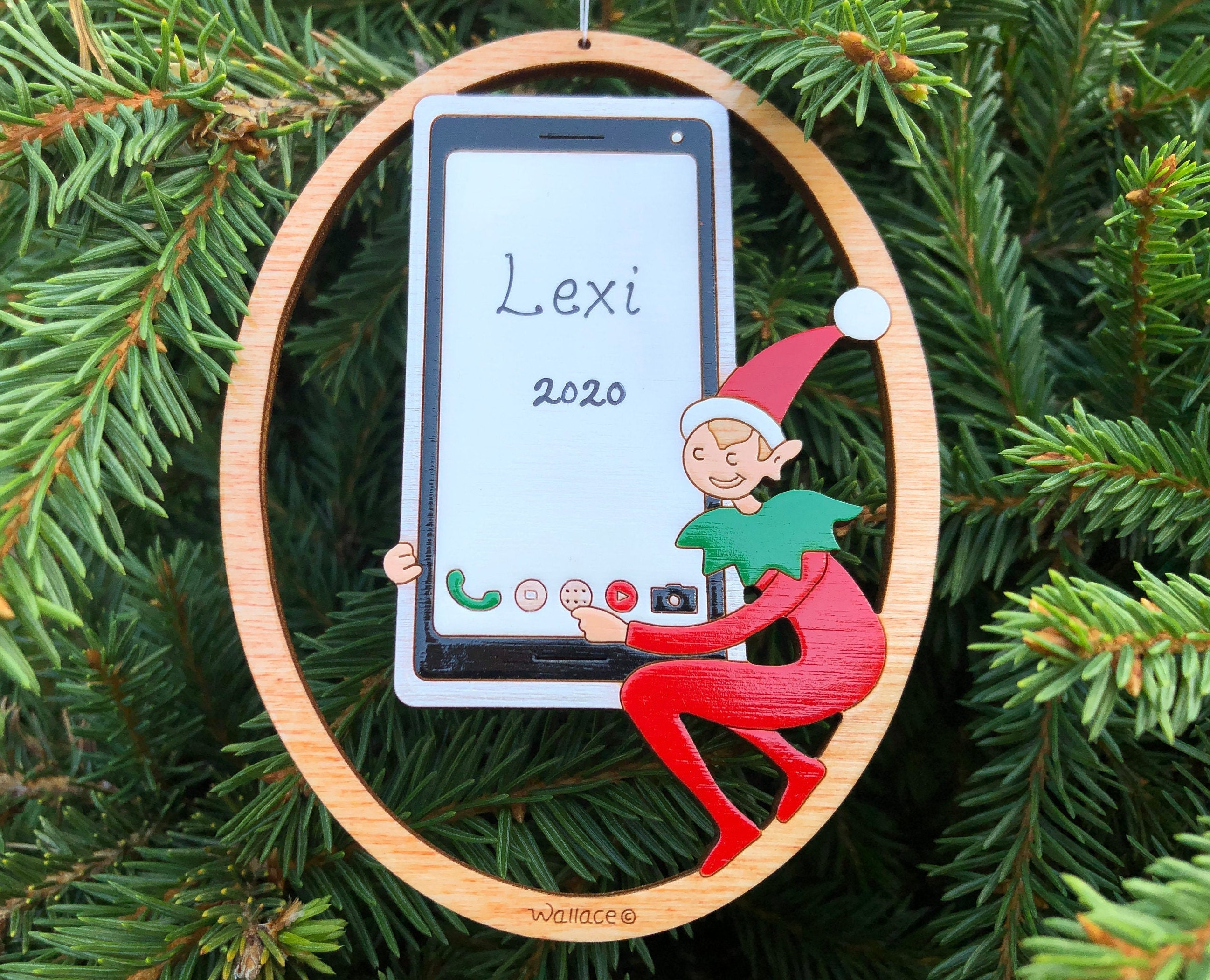Personalized Smart Cell Phone with Elf Christmas Ornament for | Etsy