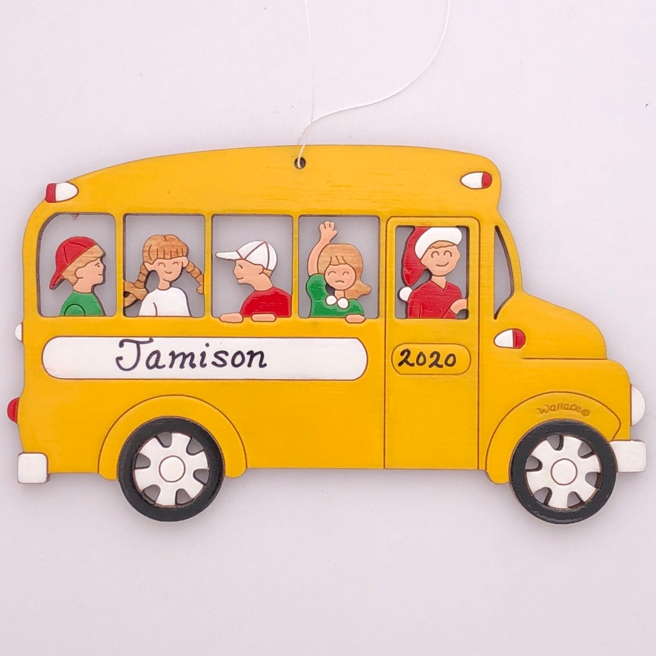 Personalized School Bus Christmas Ornament- Wood, Laser Cut, Hand ...