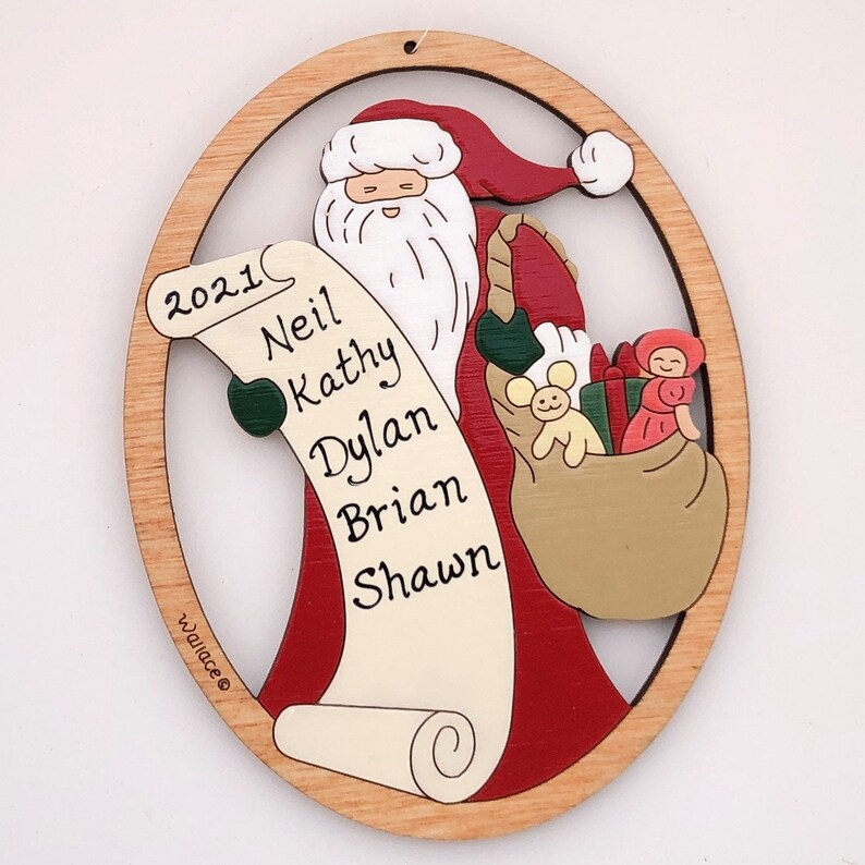 Personalized Santa List Christmas Ornament-wood Laser Cut - Etsy