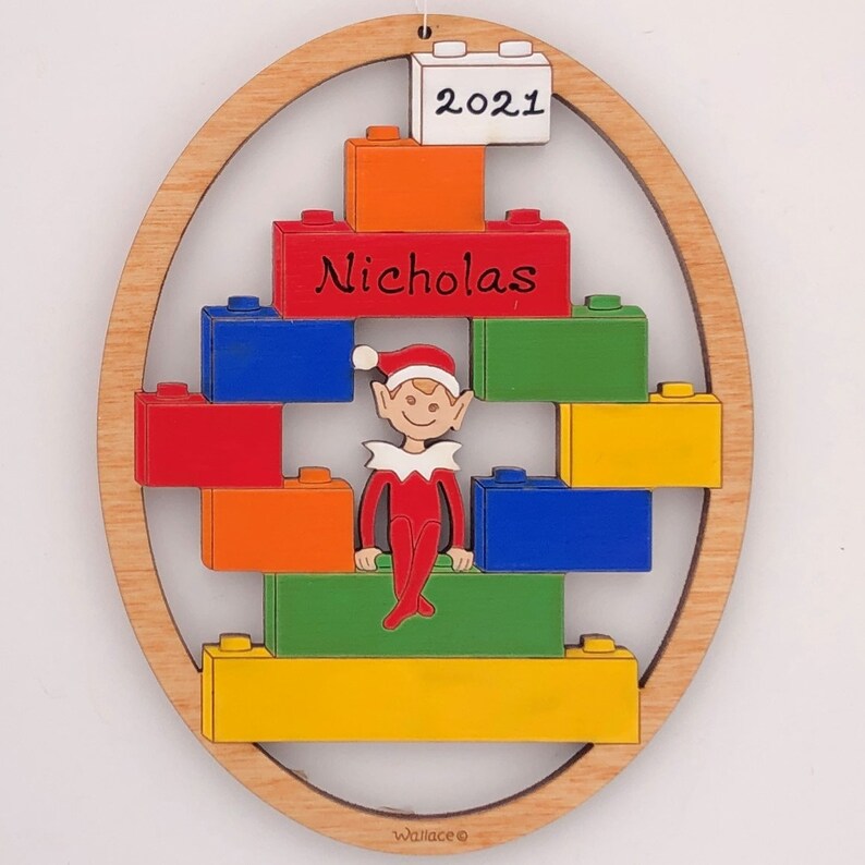 Personalized Christmas Brick Builder Blocks Ornament Wood - Etsy
