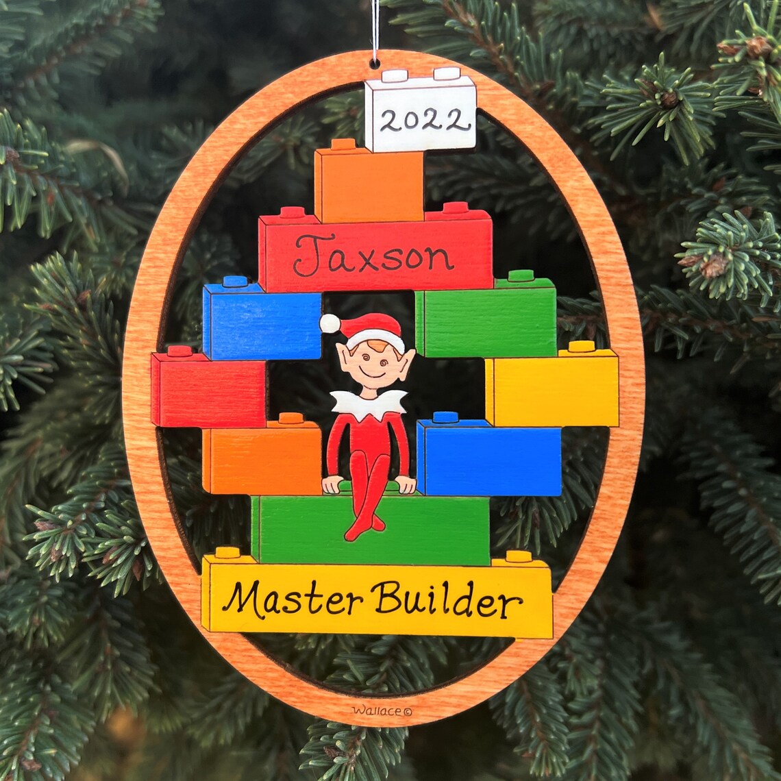 Personalized Christmas Brick Builder Blocks Ornament Wood - Etsy