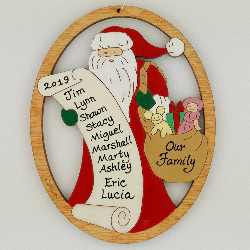 Personalized Santa List Christmas Ornament-wood Laser Cut - Etsy