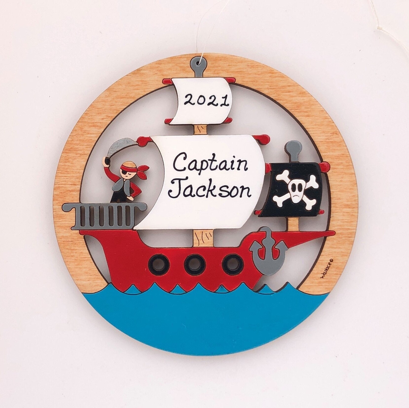 Personalized Pirate Ship Christmas Ornament Wood Laser Cut | Etsy