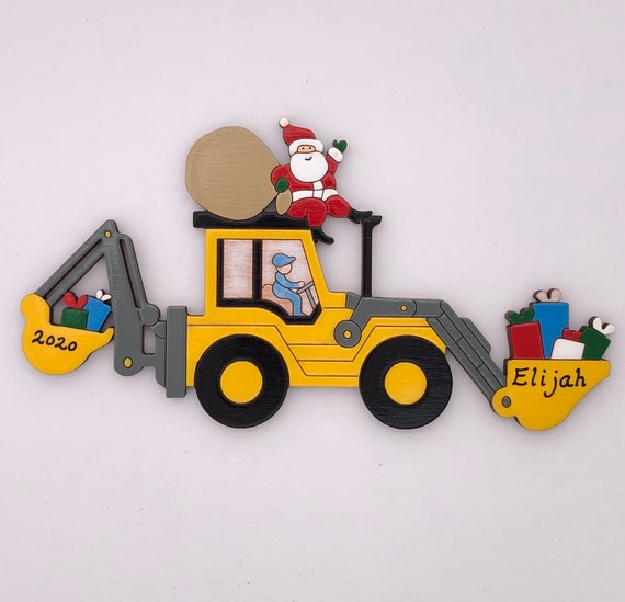 Personalized Christmas Backhoe Loader Construction Ornament | Etsy
