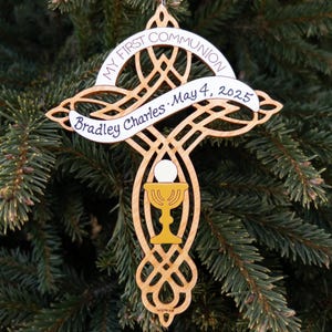 Personalized First Communion Christmas Ornament-wood, Laser Cut, Hand ...