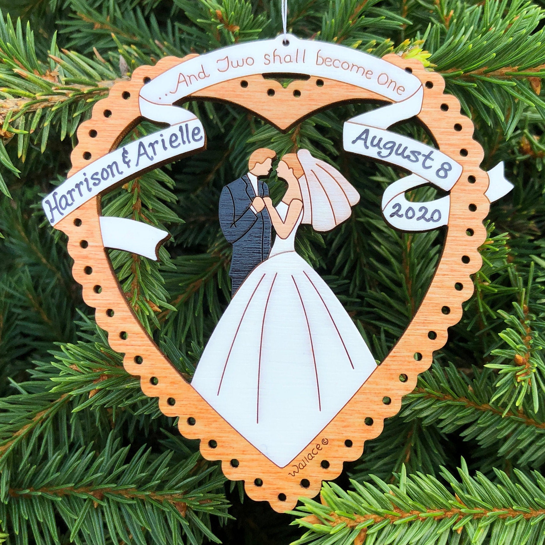 Personalized Wedding Couple Bride and Groom Heart Ornament - Etsy