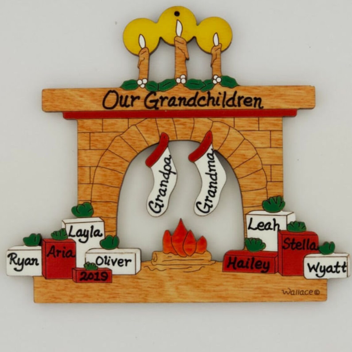 Personalized Family Fireplace Christmas Ornament Wood Hand - Etsy