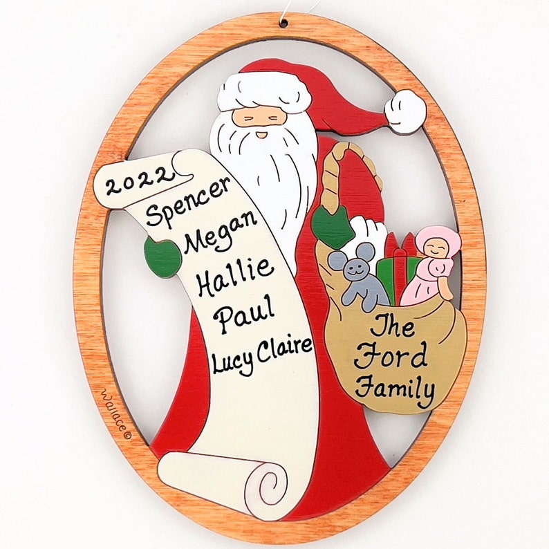 Personalized Santa List Christmas Ornament-wood Laser Cut - Etsy