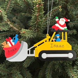 Personalized Christmas Bulldozer Skid Steer Construction Ornament- Wood ...