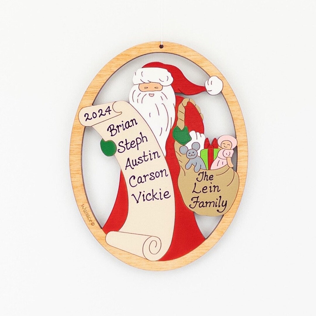 Personalized Santa List Christmas Ornament-wood, Laser Cut, Hand ...
