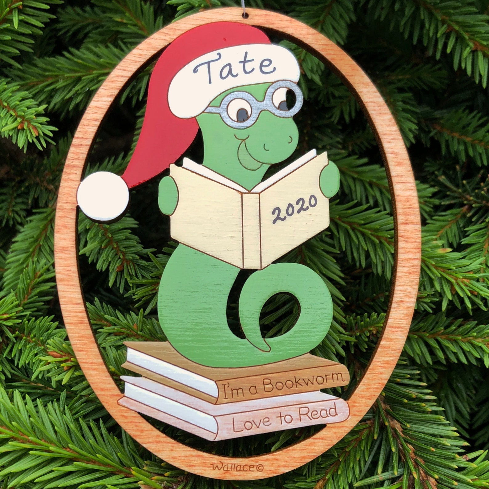 Personalized Bookworm Love to Read Christmas Ornament Wood | Etsy