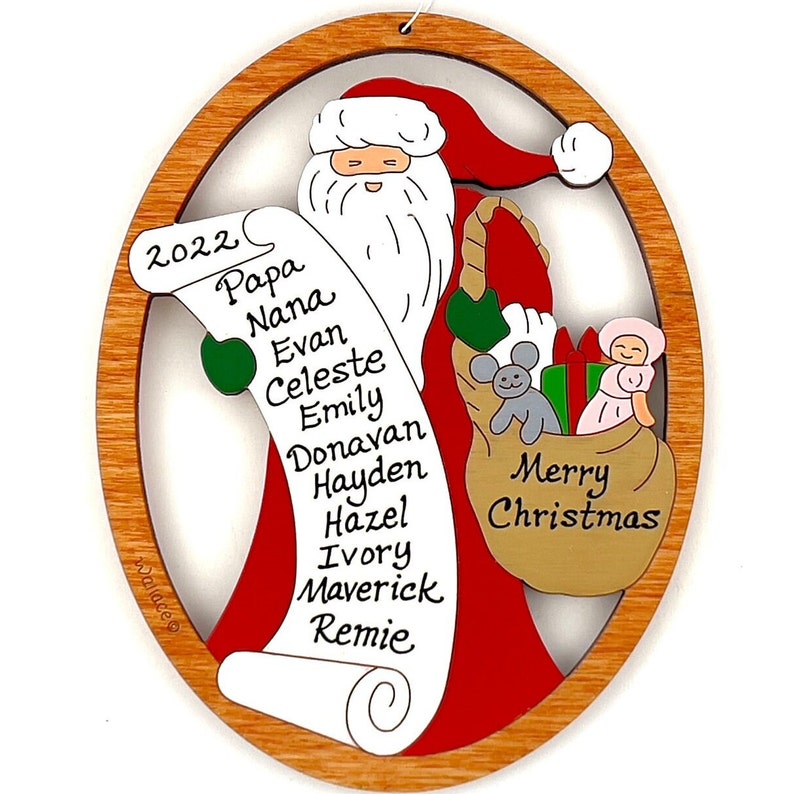 Personalized Santa List Christmas Ornament-wood Laser Cut - Etsy