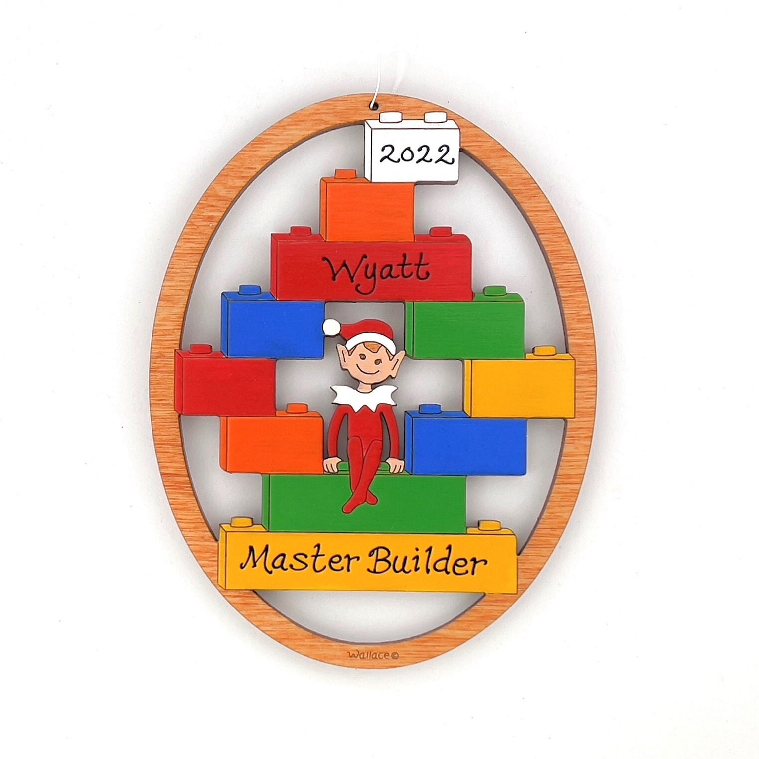 Personalized Christmas Brick Builder Blocks Ornament Wood - Etsy