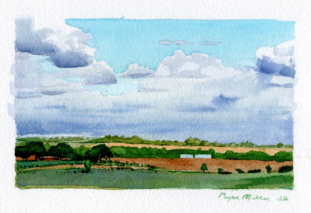 FARM FIELDS, 8 1/2 " X 5 1/4" Fine Art Print by Bryan Miller, Landscape ...