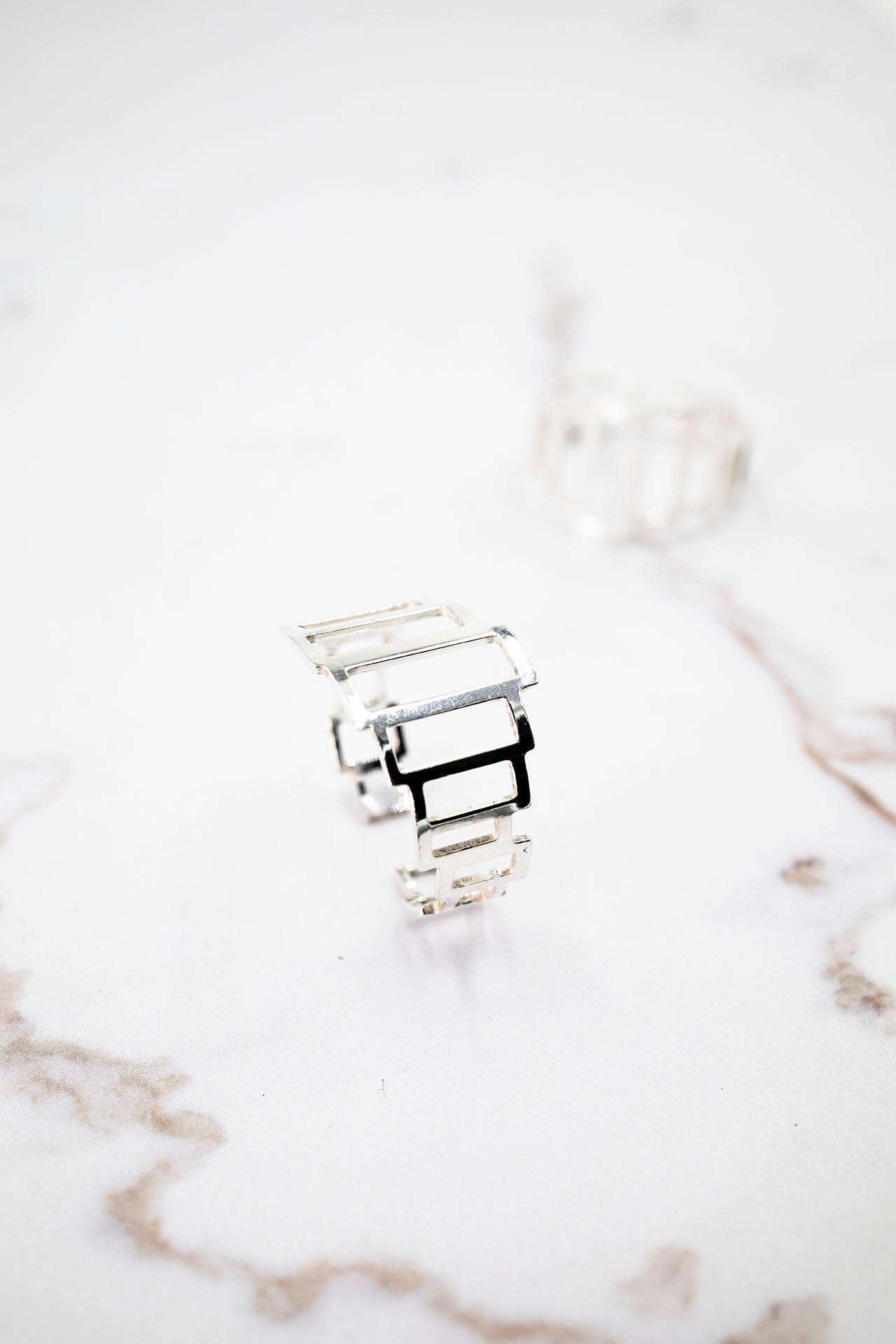 SILVER Ring. RECTANGLES. Sterling Silver 925. Flexible Ring. Silver ...