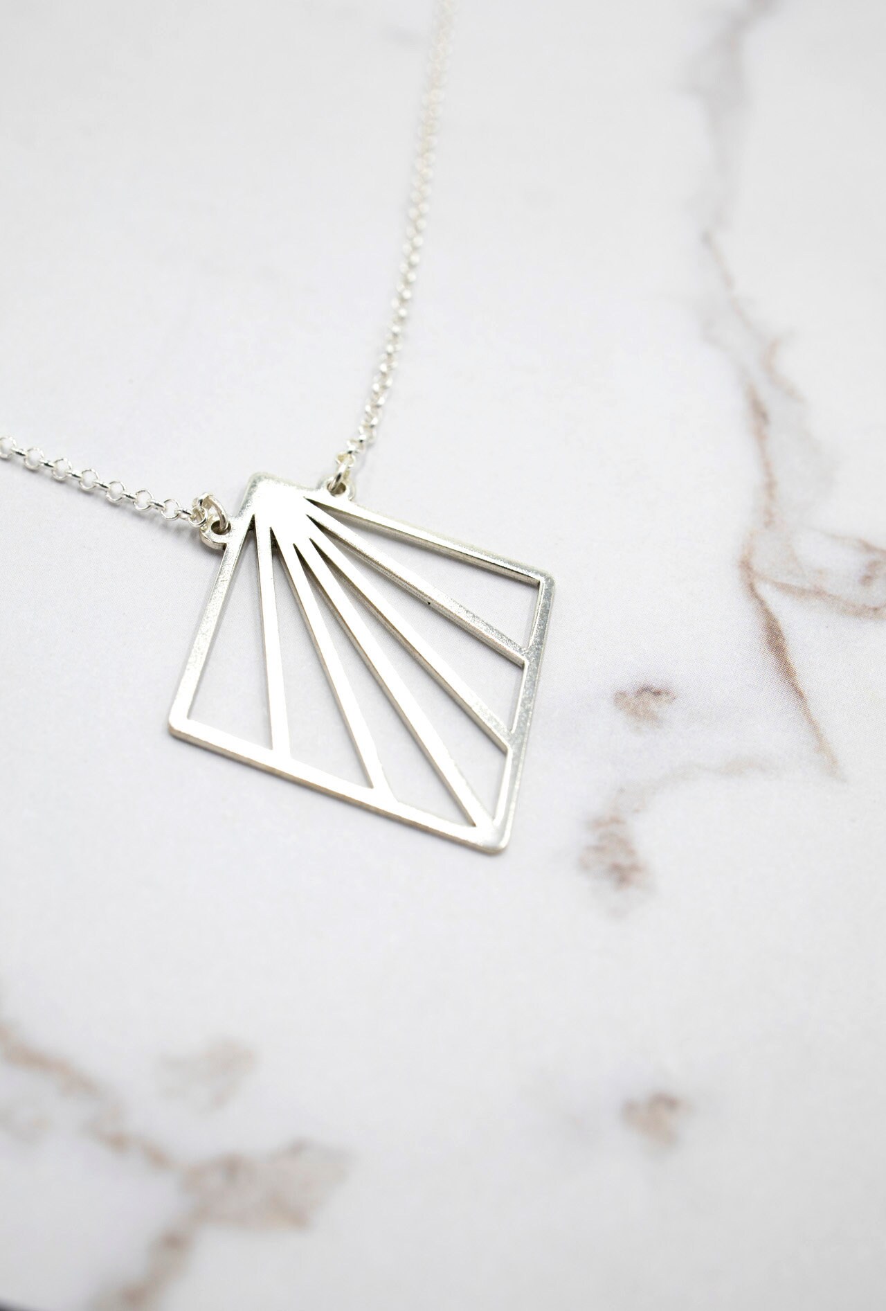 SILVER Necklace. RHOMBUS. Sterling Silver 925. Delicate and | Etsy