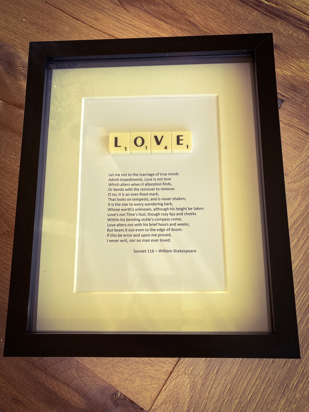 Shakespeare Sonnet 116 Scrabble Love Quote Picture Gift - Valentine ...