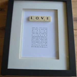 Oasis Wonderwall LOVE Scrabble Song Lyrics Valentine - Etsy