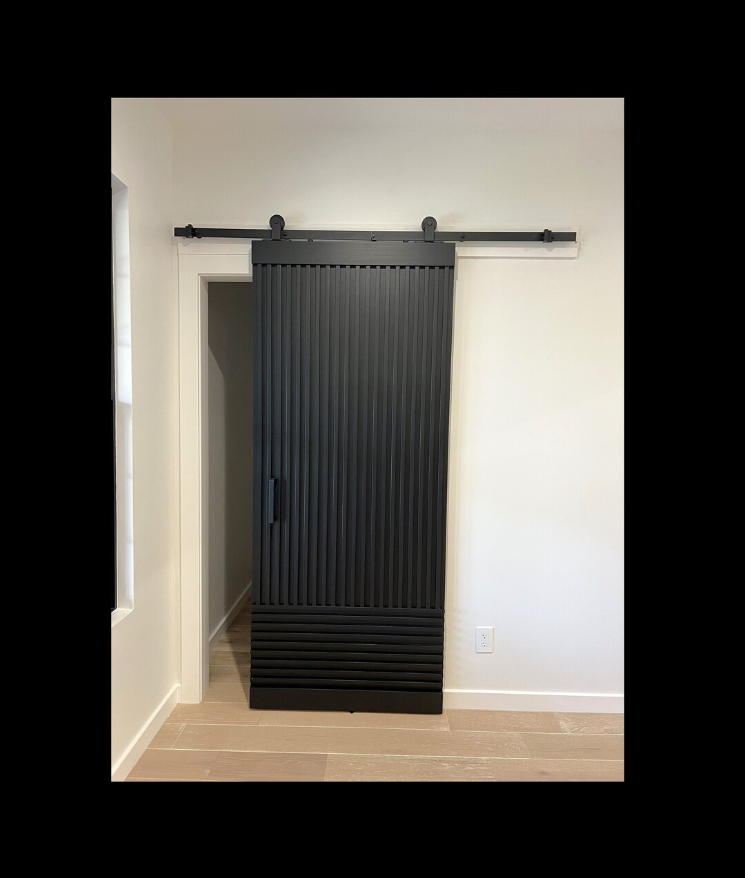 Custom Ribbed Interior Sliding Barn Door – Modern Minimalist, Hardware ...