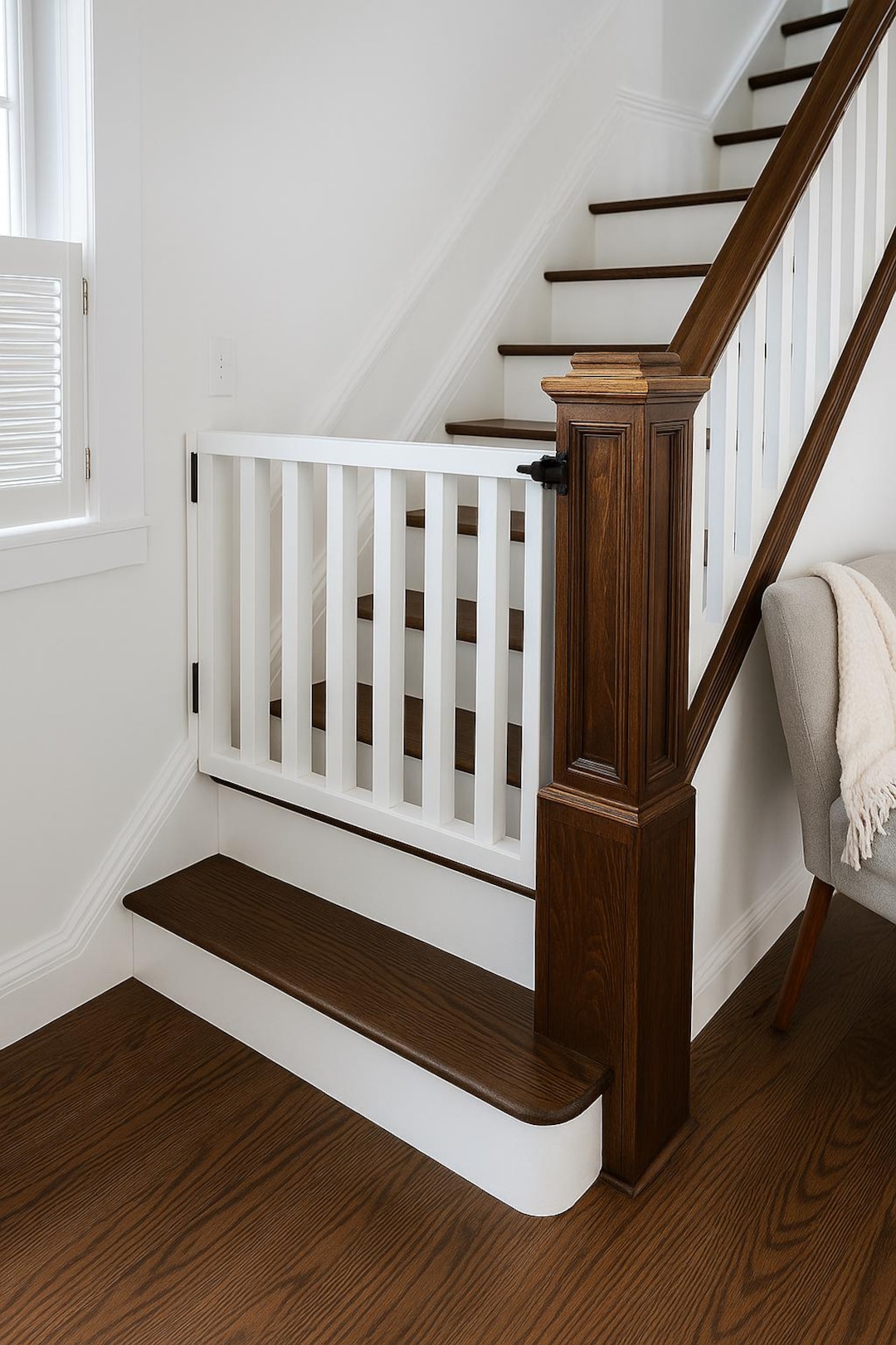 Custom Wooden Baby Gate | Modern Pet Gate, Stairway Security | Made to ...