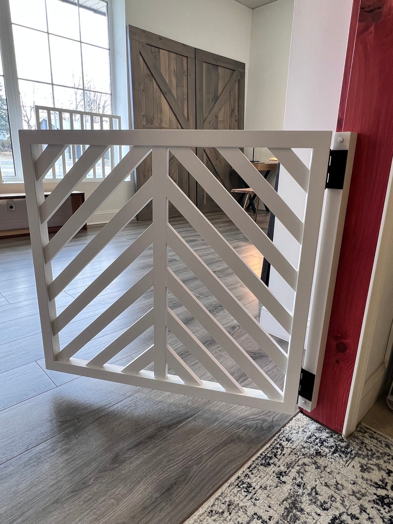Chevron Pet or Baby Gate - Custom Fit, Solid Wood Security - Etsy