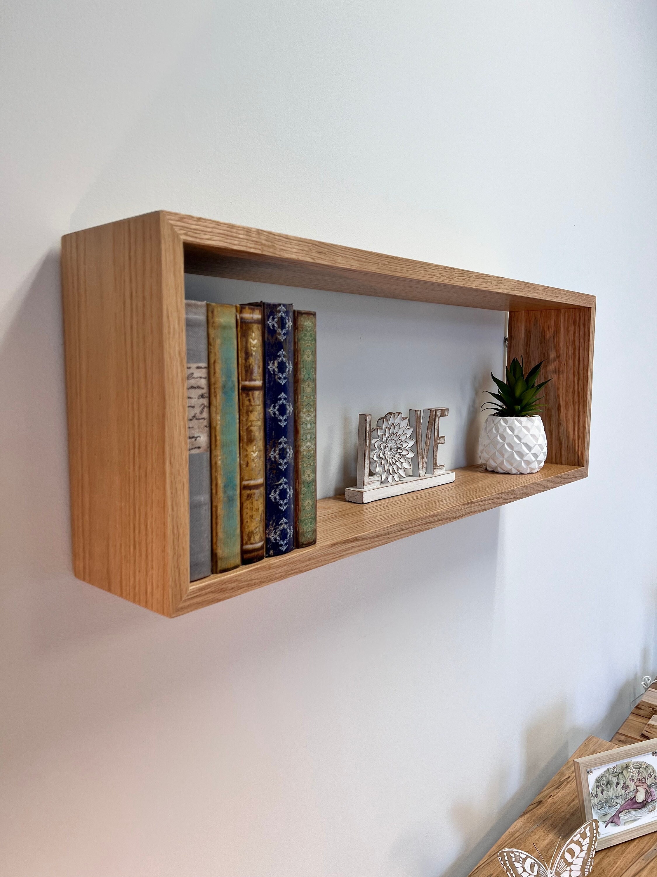 Wall Mounted Box Shelves URBNLIVING Height 16cm Set Of 4 Wooden Oak