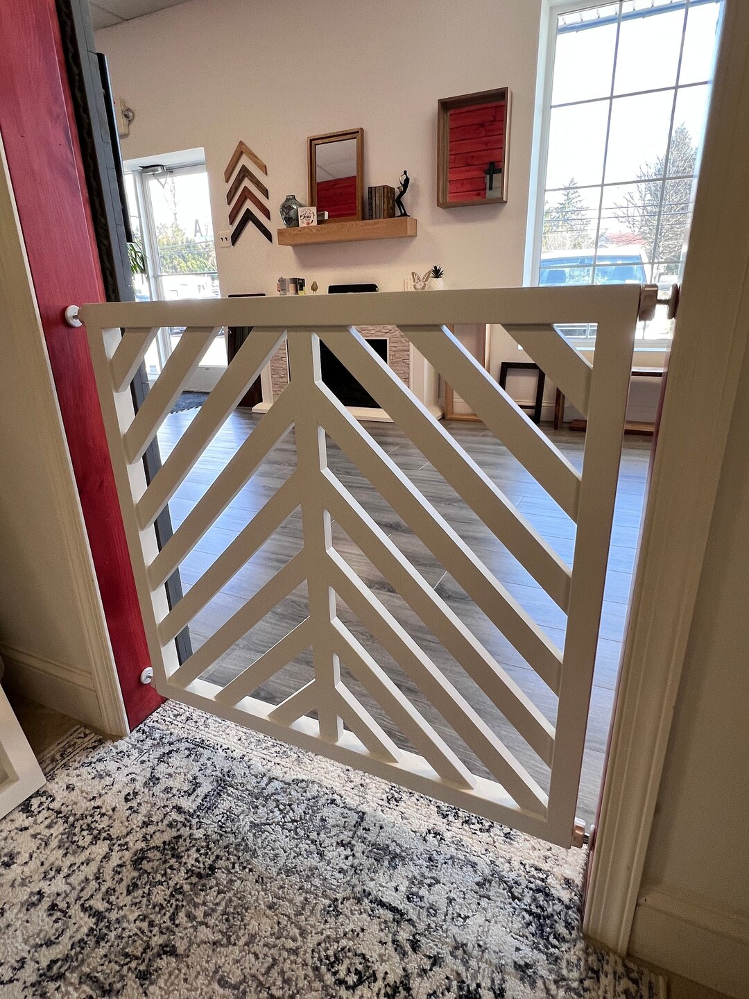 Pressure Mounted Chevron Gate - Pet Security Gate - Modern Baby Gate ...