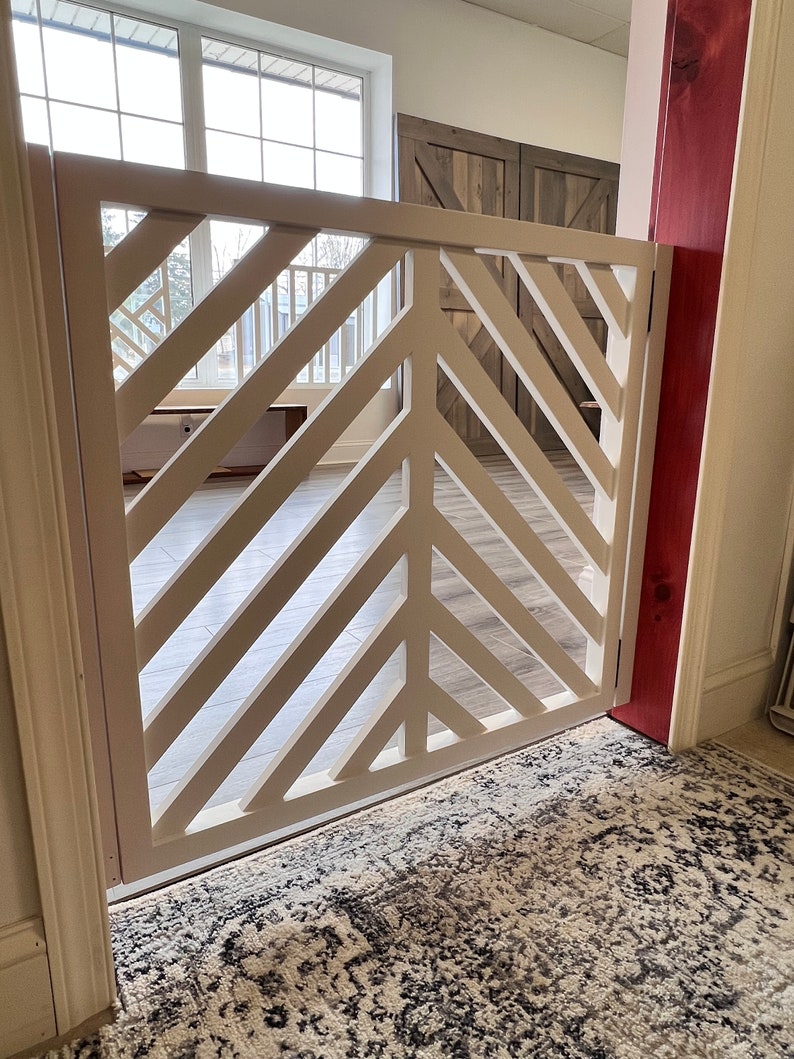 Chevron Pet or Baby Gate - Custom Fit, Solid Wood Security - Etsy
