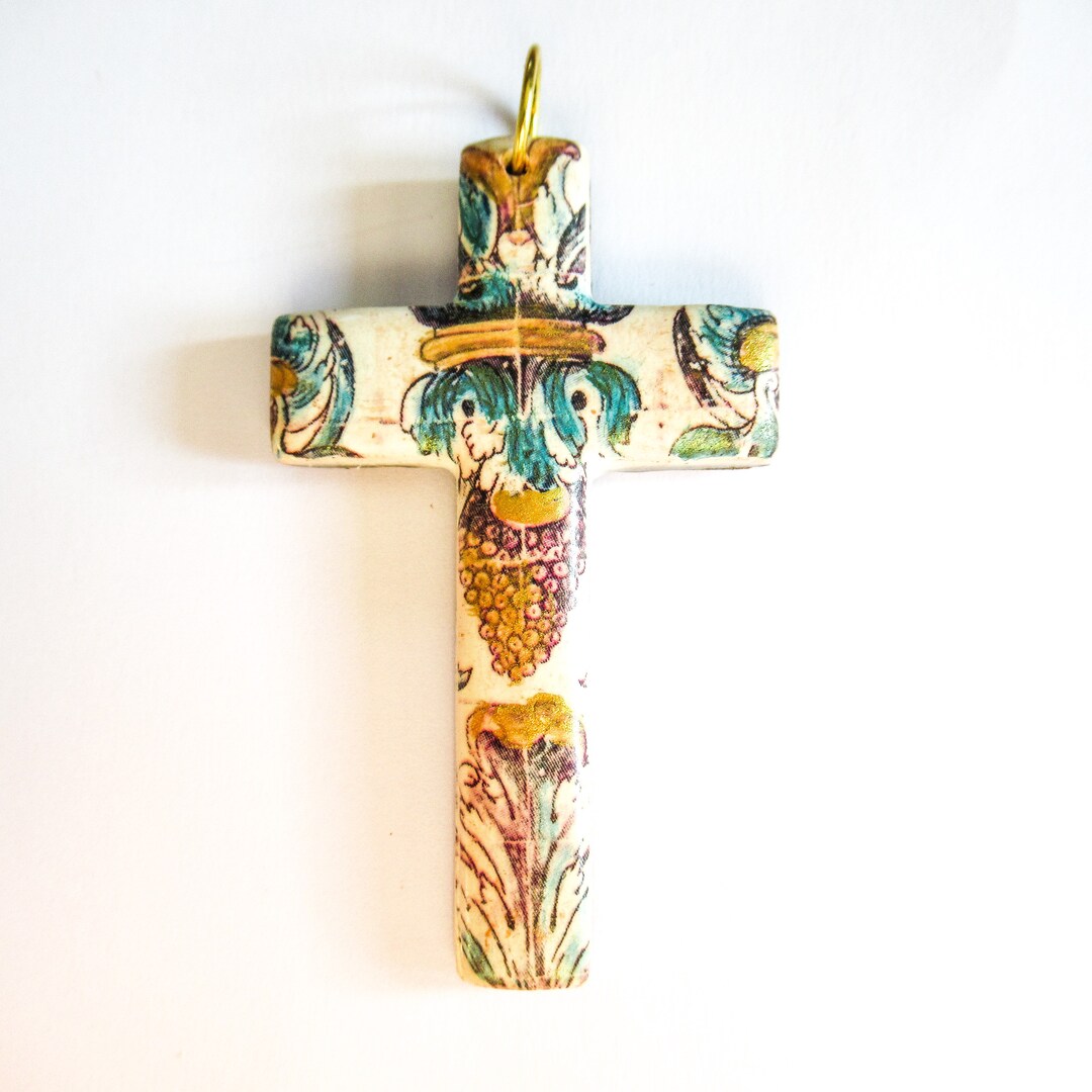 Cross Pendant portuguese Tile Cross Ceramic Cross Portuguese Gift ...