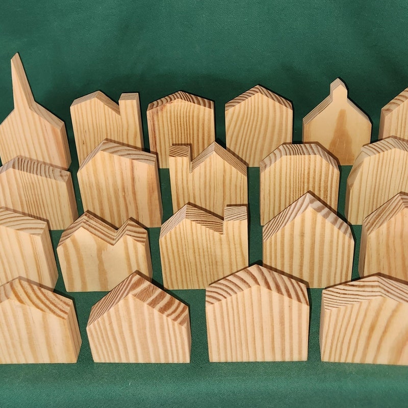The Village Wooden Blocks - Etsy