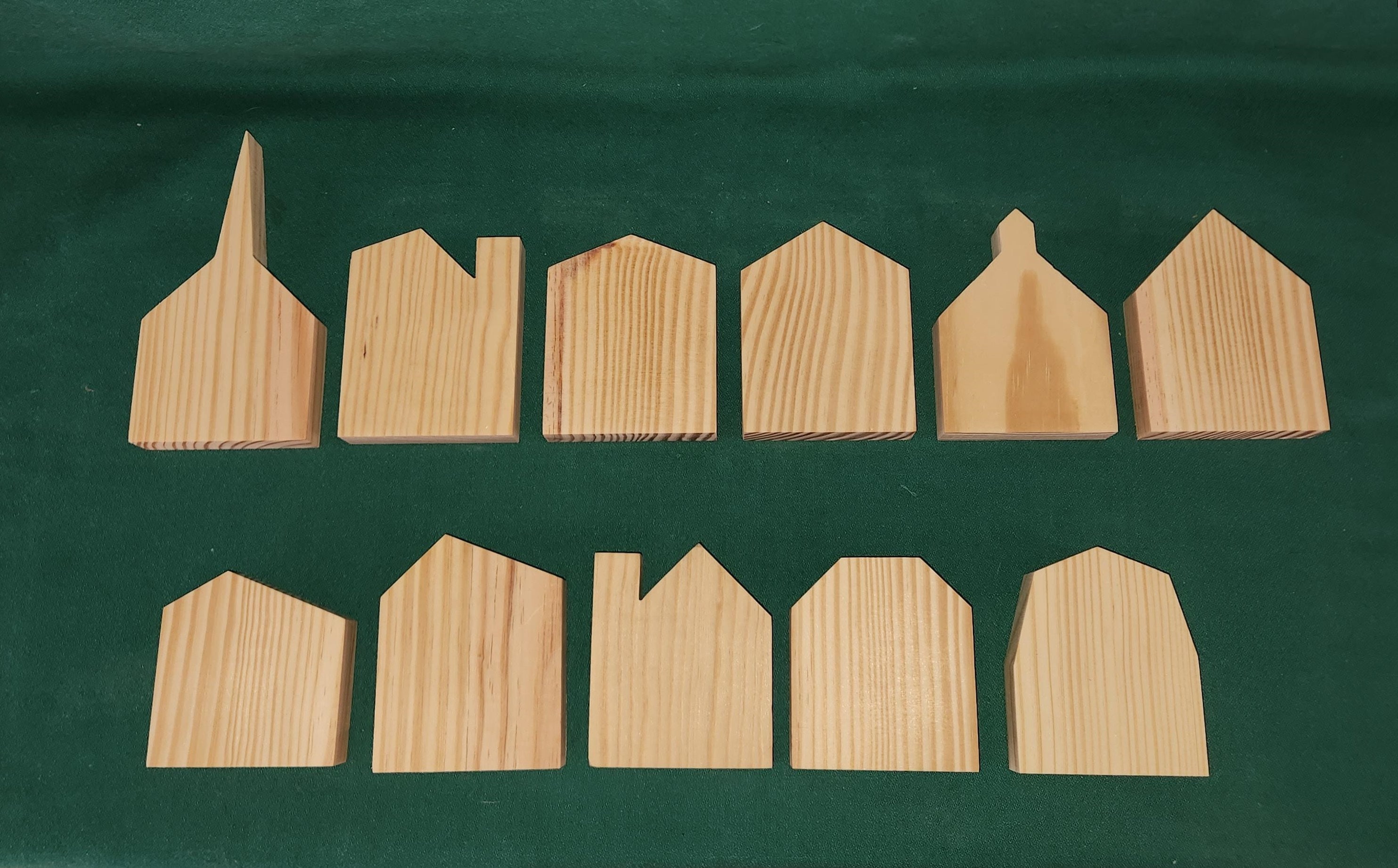 20 Piece Set... Assorted Wood House Shapes. Christmas Village, Holiday ...
