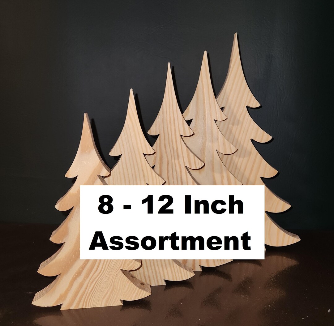 8 - 12 Inch 5 Pc Christmas Tree Cutout Assortment - Unfinished - Etsy