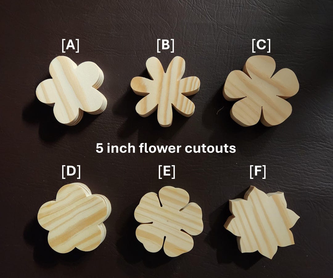 5 Inch Flower Cutouts... Solid Wood / Spring Decor / Tiered Tray / Kid ...