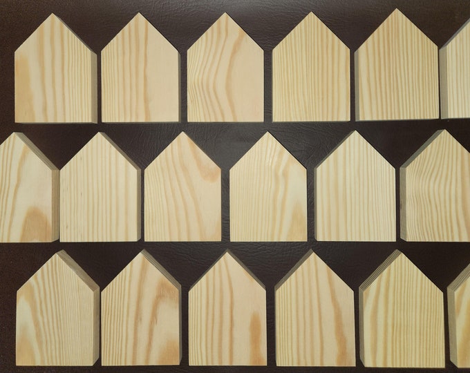 10 or 20 LARGE 3-1/2 X 5" Wood House Shapes, Wooden House, Wooden ...