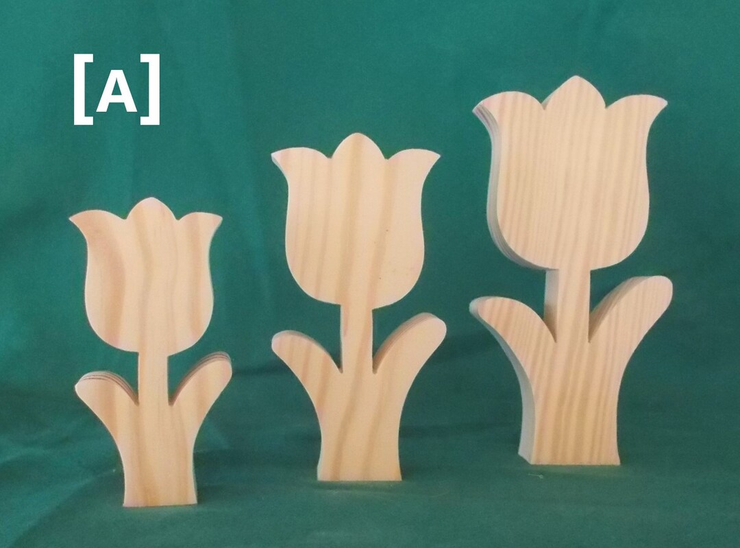 3 Standing Tulip Shapes Unfinished - Etsy
