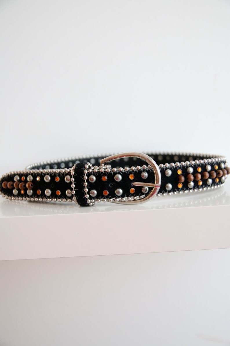 Vintage Vegan Leather Belt Boho Belt Gypsy Belt Belt With Pearls ...